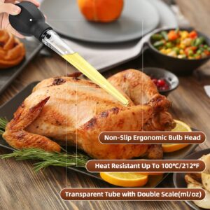 SCHVUBENR Large Turkey Baster with Cleaning Brush - Premium Baster Tool for Cooking - Easy to Use and Clean - Powerful Bulb Baster Syringe - Dishwasher Safe - Flavor Meat Poultry, Beef, Chicken(Black)