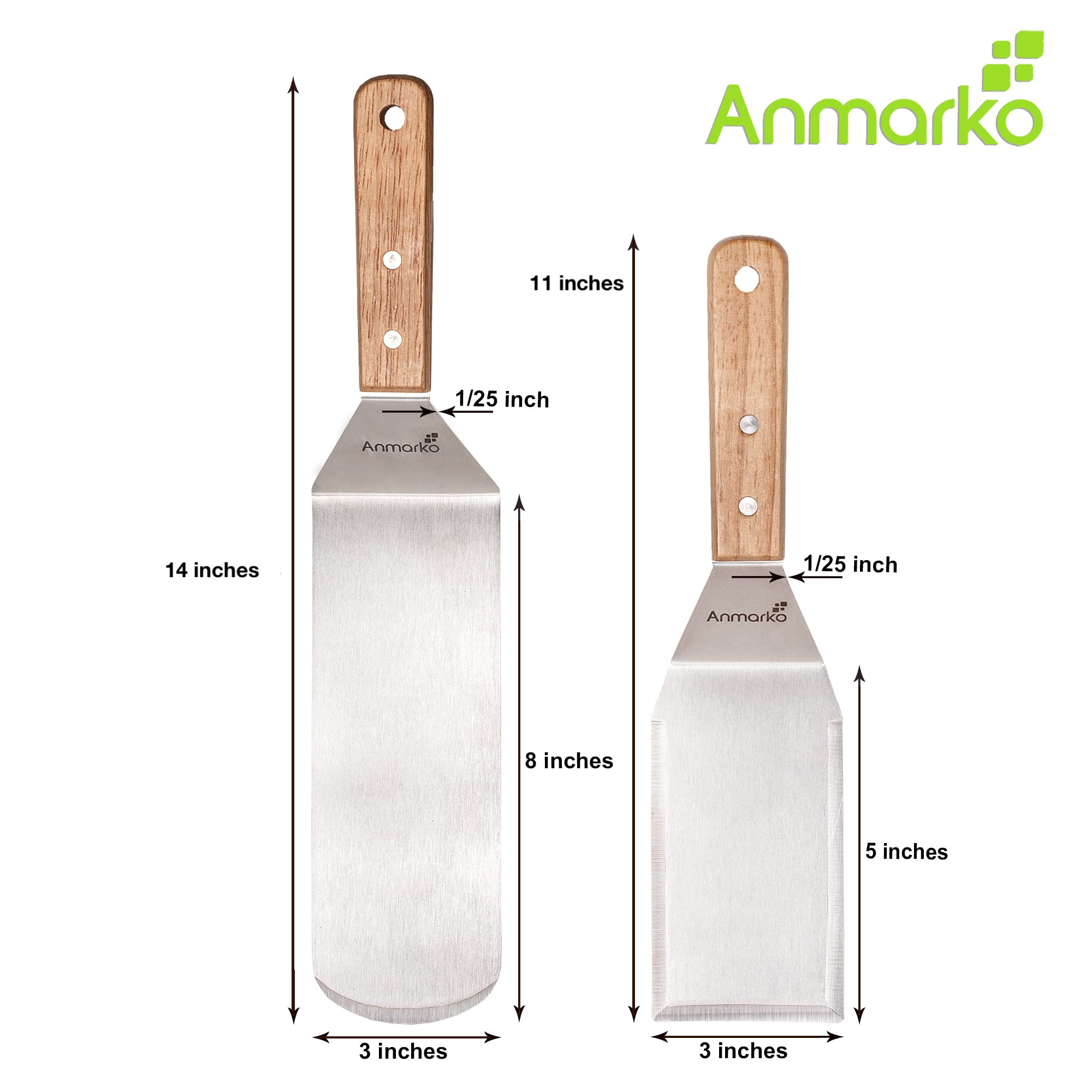 Professional Metal Spatula Set - Stainless Steel Spatula and Griddle Scraper - Heavy Spatula Griddle Accessories Great for Cast Iron Griddle BBQ Flat Top Grill - Commercial Grade