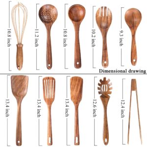 Natural Teak Wood Kitchen Utensils with Spatula and Ladle (10)