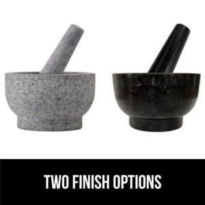 Gorilla Grip 100% Granite Slip Resistant Mortar and Pestle Set, Stone Guacamole Spice Grinder Bowls, Large Molcajete for Mexican Salsa Avocado Taco Mix Bowl, Kitchen Cooking Accessories, 1.5 Cup, Gray