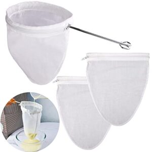 wmkgg ultra fine mesh strainer bags, reusable mesh filter bags with stainless steel handle frame for filter nutmilk, coffee, milk, butter, juices and fresh cheese (small size)