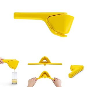 dreamfarm 10" lemon fluicer | easy squeeze manual lemon juicer | citrus juicer that folds flat for space-saving storage | lemon squeezer with sideways pivot to increase leverage + reduce effort needed