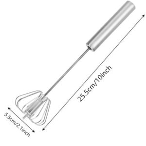 Stainless Steel Whisks, Hand Push Whisk Blender Semi-Automatic Whisk Mixer Egg Milk Beater Milk Frother Rotating Push Whisk Mixer for Blending, Whisking, Beating & Stirring (10 inches)