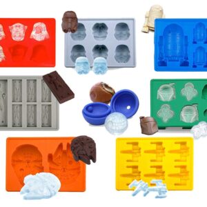 Set of Best10 Star Wars Silicone Ice Trays/Chocolate Molds: Stormtrooper, Darth Vader, X-Wing Fighter, Millennium Falcon, R2-D2, Han Solo, Boba Fett, and Death Star