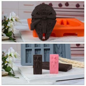 Set of Best10 Star Wars Silicone Ice Trays/Chocolate Molds: Stormtrooper, Darth Vader, X-Wing Fighter, Millennium Falcon, R2-D2, Han Solo, Boba Fett, and Death Star