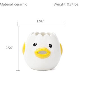 LuoCoCo Cute Egg Separator, Ceramics Vomiting Chicken Egg Yolk White Separator, Practical Household Small Egg Filter Splitter, Kitchen Gadget Baking Assistant Tool, Dishwasher Safe (Yellow)