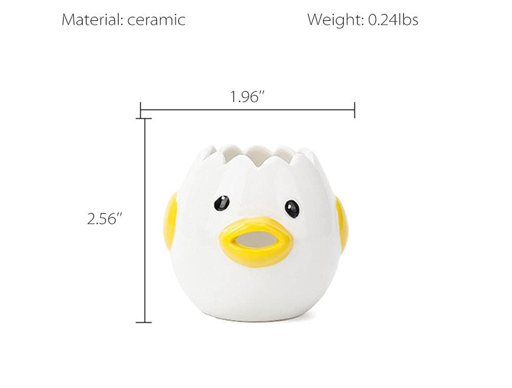 LuoCoCo Cute Egg Separator, Ceramics Vomiting Chicken Egg Yolk White Separator, Practical Household Small Egg Filter Splitter, Kitchen Gadget Baking Assistant Tool, Dishwasher Safe (Yellow)