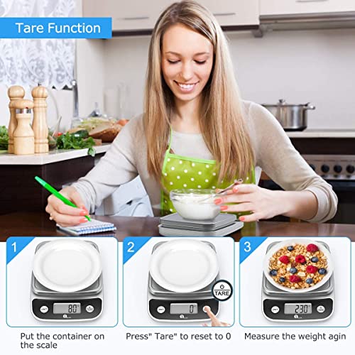 SIMPLETASTE Digital Kitchen Scale Multifunction Food Scale with LCD Display and Tare Function for Cooking, Baking (Batteries Included)