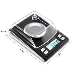 Fuzion Digital Milligram Scale 50/0.001g, High Precision Jewelry Scale with 20g Cal Weight, Scoop, Powder Pan and Tweezers for Powder Medicine, Reloading(Batteries Included)