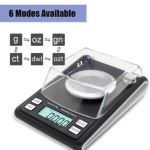 Fuzion Digital Milligram Scale 50/0.001g, High Precision Jewelry Scale with 20g Cal Weight, Scoop, Powder Pan and Tweezers for Powder Medicine, Reloading(Batteries Included)