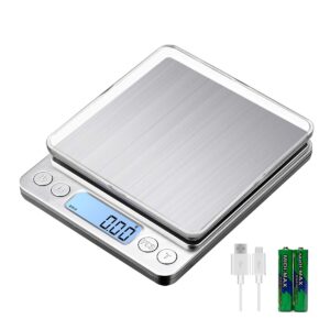 kubei upgraded large range small kitchen scale, usb charging mini food electronic scale, high accuracy cooking scale, pocket scale with lcd display, 1kg/0.01