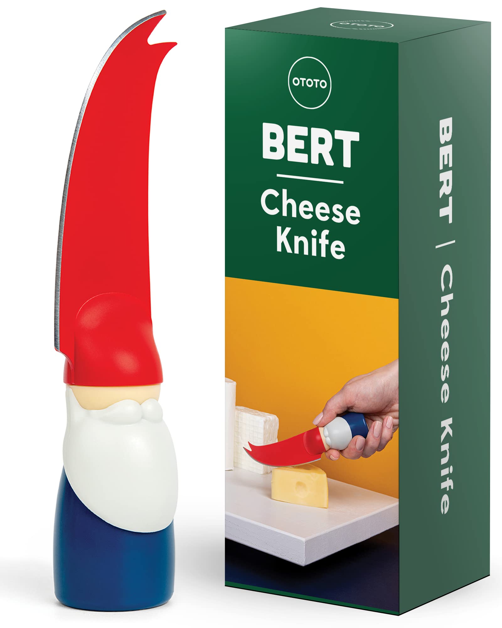 OTOTO Bert Cheese Knife, Gnome-Themed Multifunctional Knife for Cheese, Fruits, and Veggies, Cute Kitchen Accessories, BPA-Free Kitchen Gadget, Funny Kitchen Gadgets, Gnomes Gifts for Women