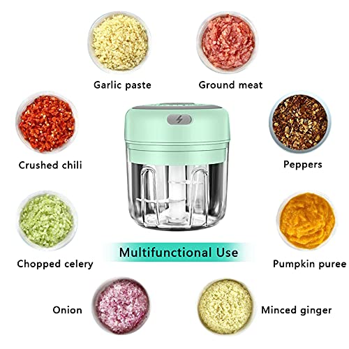 Electric Mini Vegetable Chopper, Food Chopper, Garlic Slicer Veggie, Salad, Lettuce, Onion, Chili Crusher, Tomato Dicer Chopper Cutter & Ginger Meat Mincer for Kitchen, Portable USB Chopper (250ML)