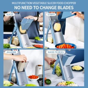 ONCE FOR ALL Upgrade Safe Mandoline Slicer Plus, Biger Size, Adjustable Vegetable Food Chopper Potato Fries Cutter, Detachable Blade, Kitchen Chopping Artifact, Gift (SkyBlue)