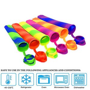 Helpcook Popsicle Molds,6 Pieces Silicone Ice Pop Molds,Drip Free Popsicle Maker for Kids,BPA Free Freezer Tubes with Lids,For Snacks,Popsicle,Yogurt Sticks,Juice,Ice Candy Pops