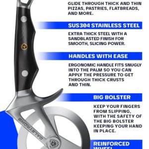 DALSTRONG Pizza Wheel - The Orbit Razor Pizza Wheel & Cutter - High-Carbon Heavy-Duty Stainless Steel - G10 Handle - Razor Sharp - Thumb Guard Protection & Blade Cover