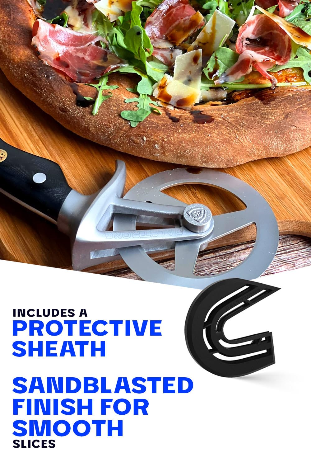 DALSTRONG Pizza Wheel - The Orbit Razor Pizza Wheel & Cutter - High-Carbon Heavy-Duty Stainless Steel - G10 Handle - Razor Sharp - Thumb Guard Protection & Blade Cover