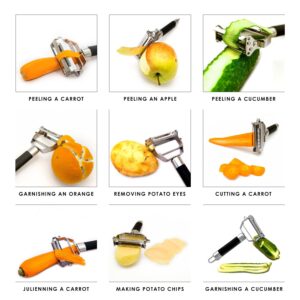 Deiss PRO Dual Julienne Peeler & Vegetable Peeler - Non-slip Handle - Apple Peeler & Potato Peeler, Orange Peeler, Zoodles Maker - Y Peeler, Veggie Peeler for Making Delicious Veggie Noodles