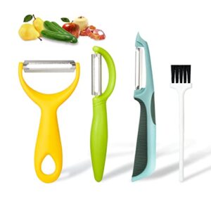 potato peeler kitchen, vegetable peeler, for kitchenaid restaurant fruit and vegetable peeling, i and y type peeler stainless steel blades, peel vegetables, apple, veggie, carrot, potatoes, set of 3.