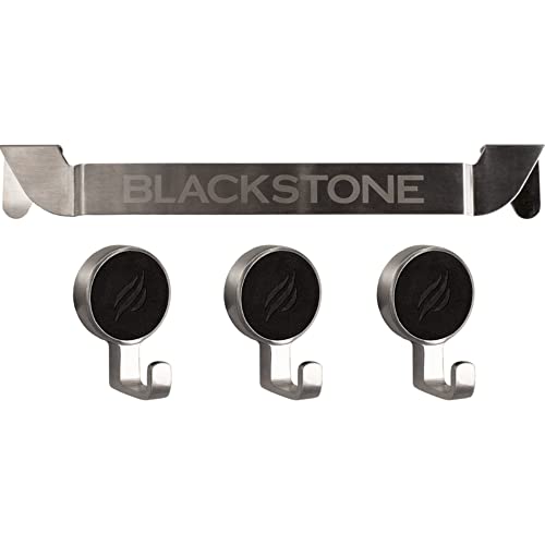 Blackstone 5026 Stainless Steel Holder Combo with 1 Rack and 3 Magnetic Hooks Accessories to Hold Your Griddle Utensils and Tools Like Spatulas, Scrapers, Black, Silver