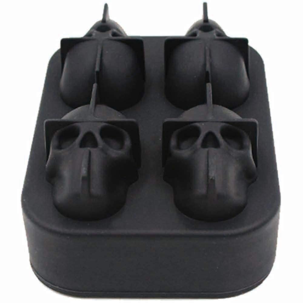 Ice Cube Tray 3D Skull Ice Mold-2Pack Easy Release Silicone mold 8 Cute and Funny Ice Skull for Whiskey Cocktails and Juice Beverages Black Ice Mold/S