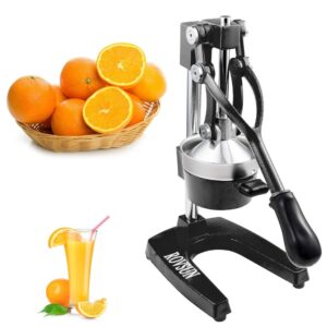 rovsun professional citrus juicer lemon squeezer, commercial manual fruit press juicer for lemon pomegranate orange juice, heavy duty hand press orange juicer press and lime squeezer stand (black)