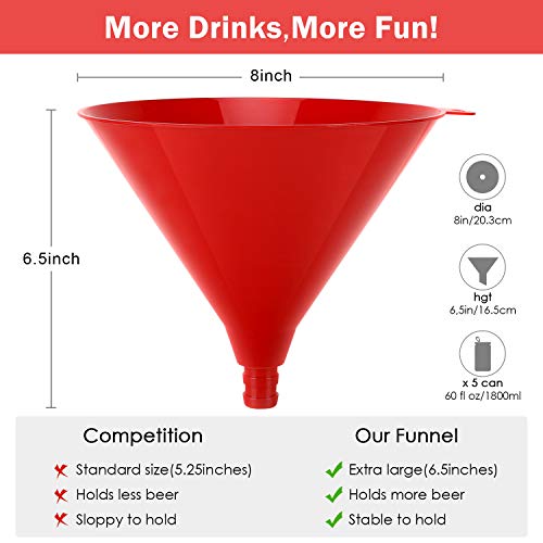 Farielyn-X Beer Bong Funnel with Valve - Newest Valve Design Extra Long 2.5 feet (30 inch) Kink Free Tube & Leakproof Easy Valve Premium Funnel for Beer Drinking Games, College Parties(Double Header)