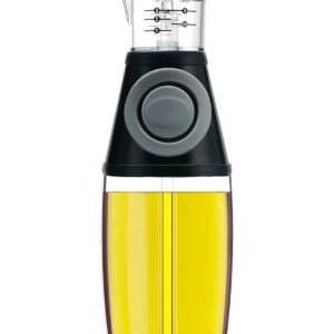 KITLAB Oil Dispenser Bottle, 8.5oz Olive Oil Dispenser Oil Sprayer, Clear Glass Refillable Oil and Vinegar Dispenser Bottle with Measuring Scale Pump for Kitchen, Cooking, Salads, Baking Frying