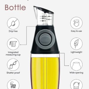 KITLAB Oil Dispenser Bottle, 8.5oz Olive Oil Dispenser Oil Sprayer, Clear Glass Refillable Oil and Vinegar Dispenser Bottle with Measuring Scale Pump for Kitchen, Cooking, Salads, Baking Frying