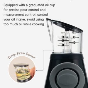 KITLAB Oil Dispenser Bottle, 8.5oz Olive Oil Dispenser Oil Sprayer, Clear Glass Refillable Oil and Vinegar Dispenser Bottle with Measuring Scale Pump for Kitchen, Cooking, Salads, Baking Frying