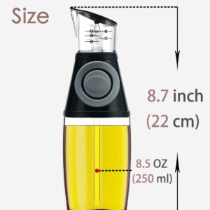 KITLAB Oil Dispenser Bottle, 8.5oz Olive Oil Dispenser Oil Sprayer, Clear Glass Refillable Oil and Vinegar Dispenser Bottle with Measuring Scale Pump for Kitchen, Cooking, Salads, Baking Frying