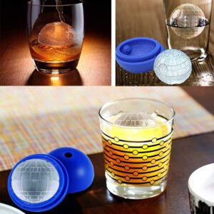 WllRun 2 Packs Star Wars Death Star Silicone Ice Cube Mold Tray,Chocolate Maker Tools,Ice Ball Shape for Drinks(Blue)