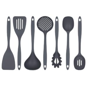 glad cooking kitchen utensils set – 7 pieces, nylon tools for nonstick cookware, gray