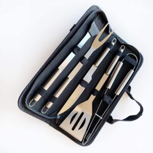 llry bbq grilling tools set - stainless steel grilling accessories with free portable bag. (5pcs)