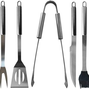 LLRY BBQ Grilling Tools Set - Stainless Steel Grilling Accessories with Free Portable Bag. (5PCS)