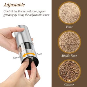 SIMPLETASTE Electric Salt and Pepper Grinder Set, Automatic One Handed,Stainless Grinders with Lights and Adjustable Coarseness,Battery Operated