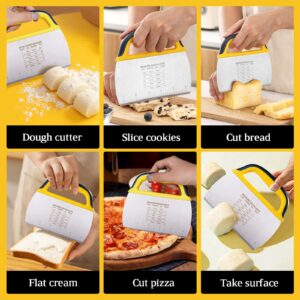 YGDZ Dough Scraper Chopper 2 Pcs, Stainless Steel Dough Cutter With Grip, Plastic Bench Scraper with Measuring Scale, Multipurpose Pizza Cutter, Pastry, Food Scraper for Baking, Dough, Bread, Cake