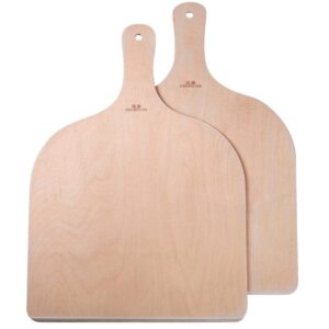 2-piece wood pizza peel, large pizza paddle set for pizza stone,oven or grill, pizza spatula for transferring breads & pizzas into and out of a hot oven swiftly