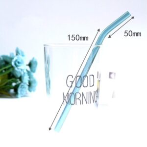 Reusable Bent Glass Drinking Straws,Set of 12 Bent Straws With 2 Cleaning Brushes,Shatter Resistant,Non-Toxic,Eco Friendly Reusable Straws (Multi-Color 12 Pack)