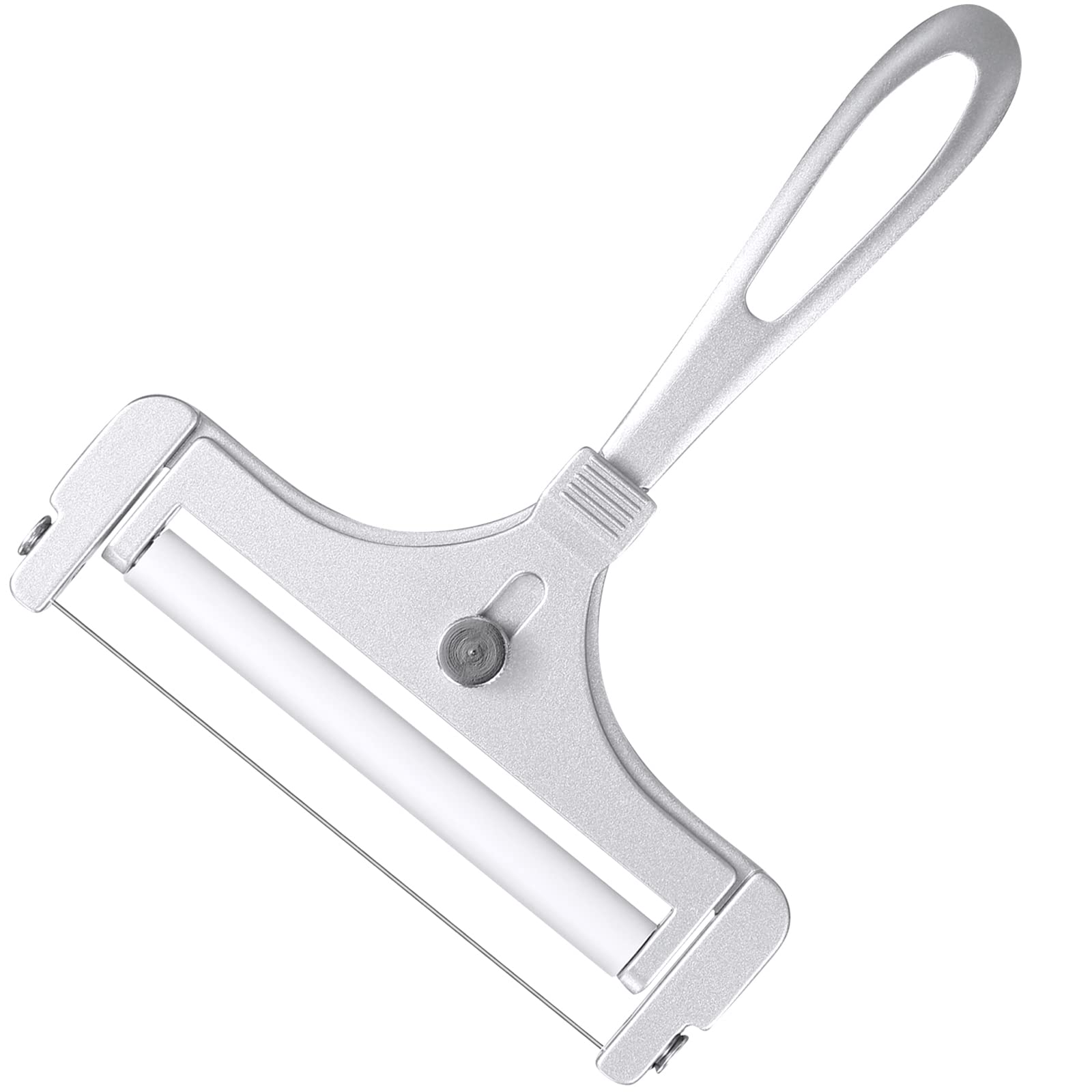 Cheese Slicer with Wire Adjustable Cheese Slicer Heavy Duty Stainless Steel Cheese Slicers for Soft Semi Hard Block Cheese(Silver)