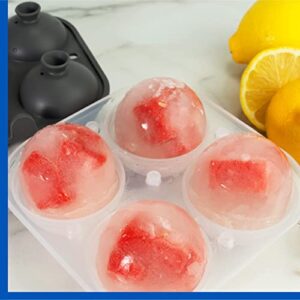 Samuelworld Large Ice Ball Maker with Lid, 6 x 2.5 Inch Ice Balls - BPA Free, Easy To Fill Round Silicone Ice Tray, Perfect Spheres Craft Ice Maker for Whiskey, Cocktails, Gifting - Black