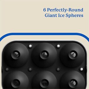 Samuelworld Large Ice Ball Maker with Lid, 6 x 2.5 Inch Ice Balls - BPA Free, Easy To Fill Round Silicone Ice Tray, Perfect Spheres Craft Ice Maker for Whiskey, Cocktails, Gifting - Black