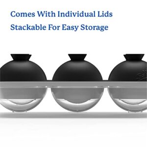 Samuelworld Large Ice Ball Maker with Lid, 6 x 2.5 Inch Ice Balls - BPA Free, Easy To Fill Round Silicone Ice Tray, Perfect Spheres Craft Ice Maker for Whiskey, Cocktails, Gifting - Black