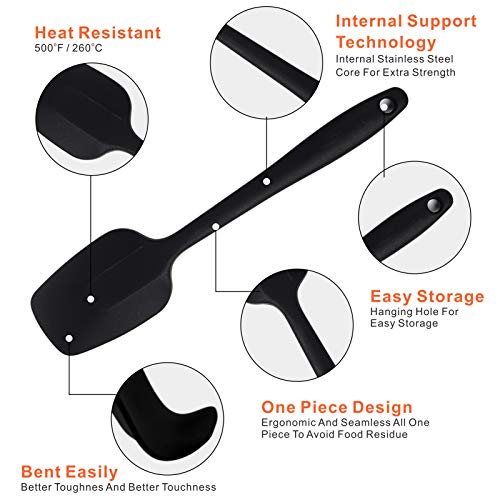 Silicone Spatulas, 8.2 inch Small Rubber Spoon Spatula Heat Resistant Seamless One Piece Design Non-Stick Spoonula Flexible Scrapers Baking Mixing Tool (6 Pcs)