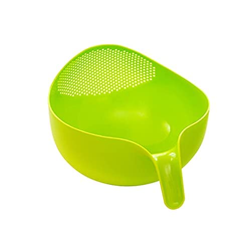 Rice Washer Quinoa Strainer Cleaning Veggie Fruit Kitchen Tools with Handle Newest (S, Green)