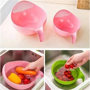 Rice Washer Quinoa Strainer Cleaning Veggie Fruit Kitchen Tools with Handle Newest (S, Green)