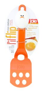 joie lil' flip egg spatula, slotted and compact design, nylon material, multi-use for flipping any food from eggs to pancakes, orange