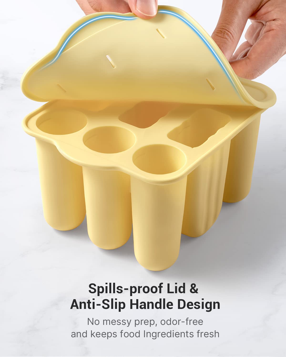 Popsicle Molds for Kids, 9 Pieces Popsicles Molds Silicone BPA- Free Popsicle Maker Ice Pop Mold Ice Pops Maker DIY Handmade Popsicles Molds for Kids Adults with Popsicle Sticks+Popsicle Bags, Yellow