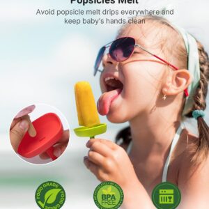 Popsicle Molds for Kids, 9 Pieces Popsicles Molds Silicone BPA- Free Popsicle Maker Ice Pop Mold Ice Pops Maker DIY Handmade Popsicles Molds for Kids Adults with Popsicle Sticks+Popsicle Bags, Yellow