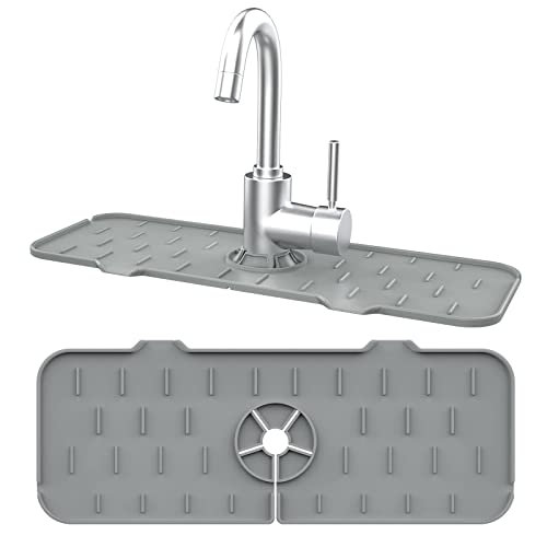 Kitchen Sink Splash Guard, Silicone Faucet Handle Drip Catcher Tray Mat, Sink Draining Pad Behind Faucet, Faucet Absorbent Mat, rying Mat for Kitchen Counter & Bathroom Kitchen Sink Splash Guard